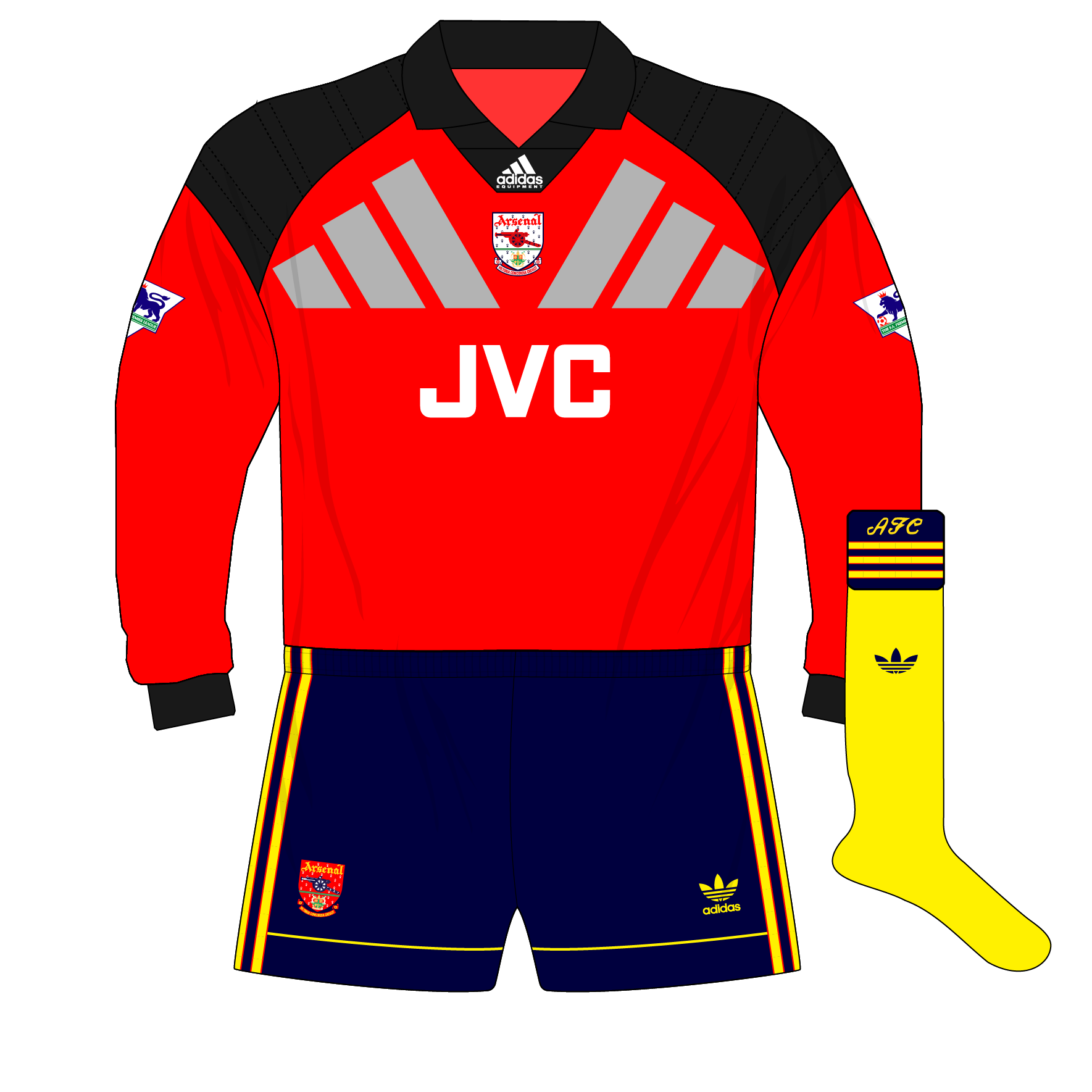 adidas-Arsenal-1992-alternative-red-goalkeeper-change-shirt-kit-Seaman ...