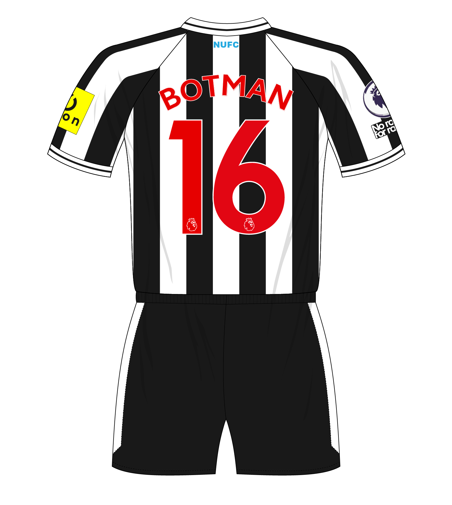 Newcastle-United-2022-2023-home-number-16-Botman – MuseumofJerseys.com
