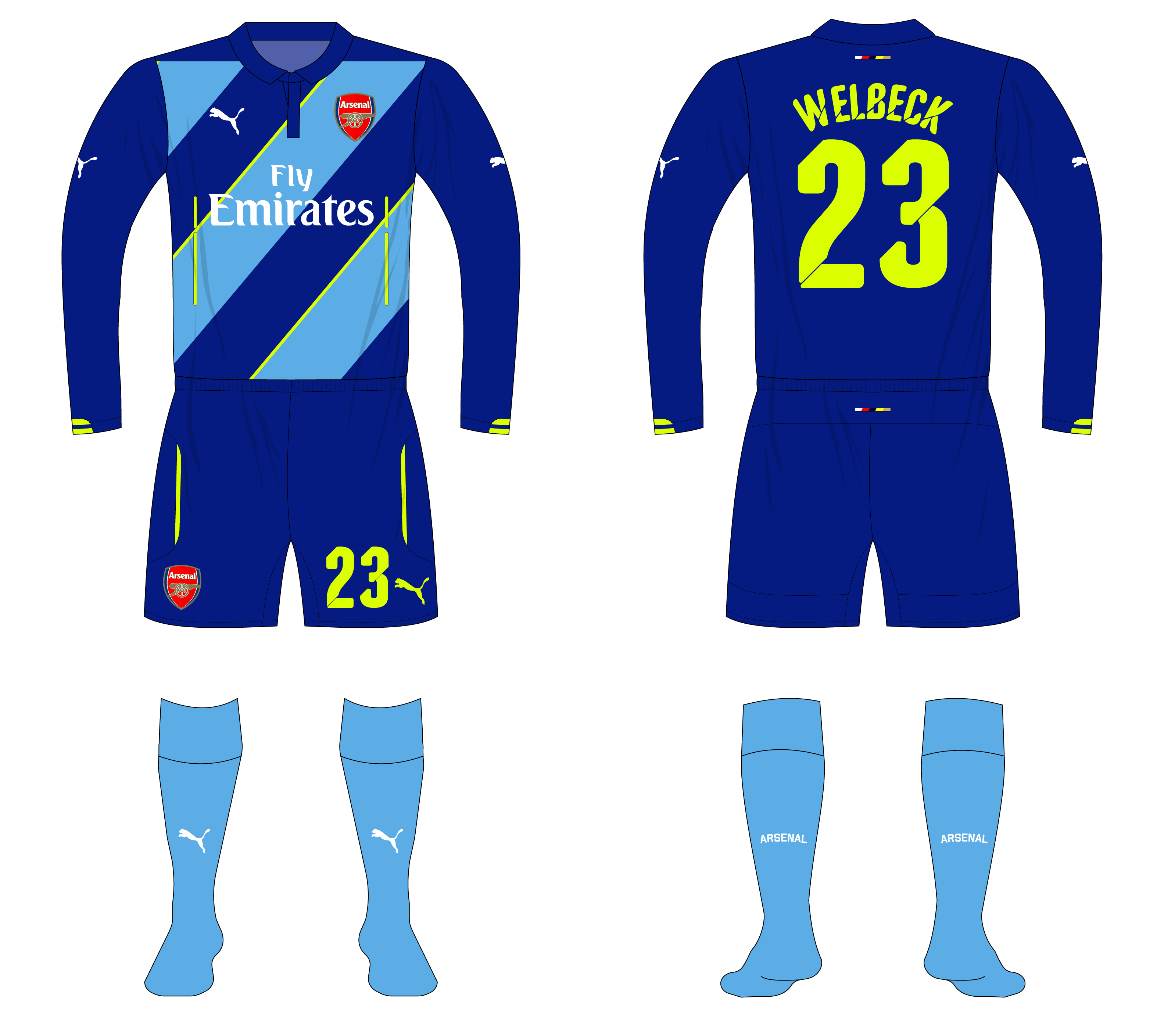 Arsenal-2014-2015-Puma-third-blue-socks-Manchester-United-Welbeck_1 ...