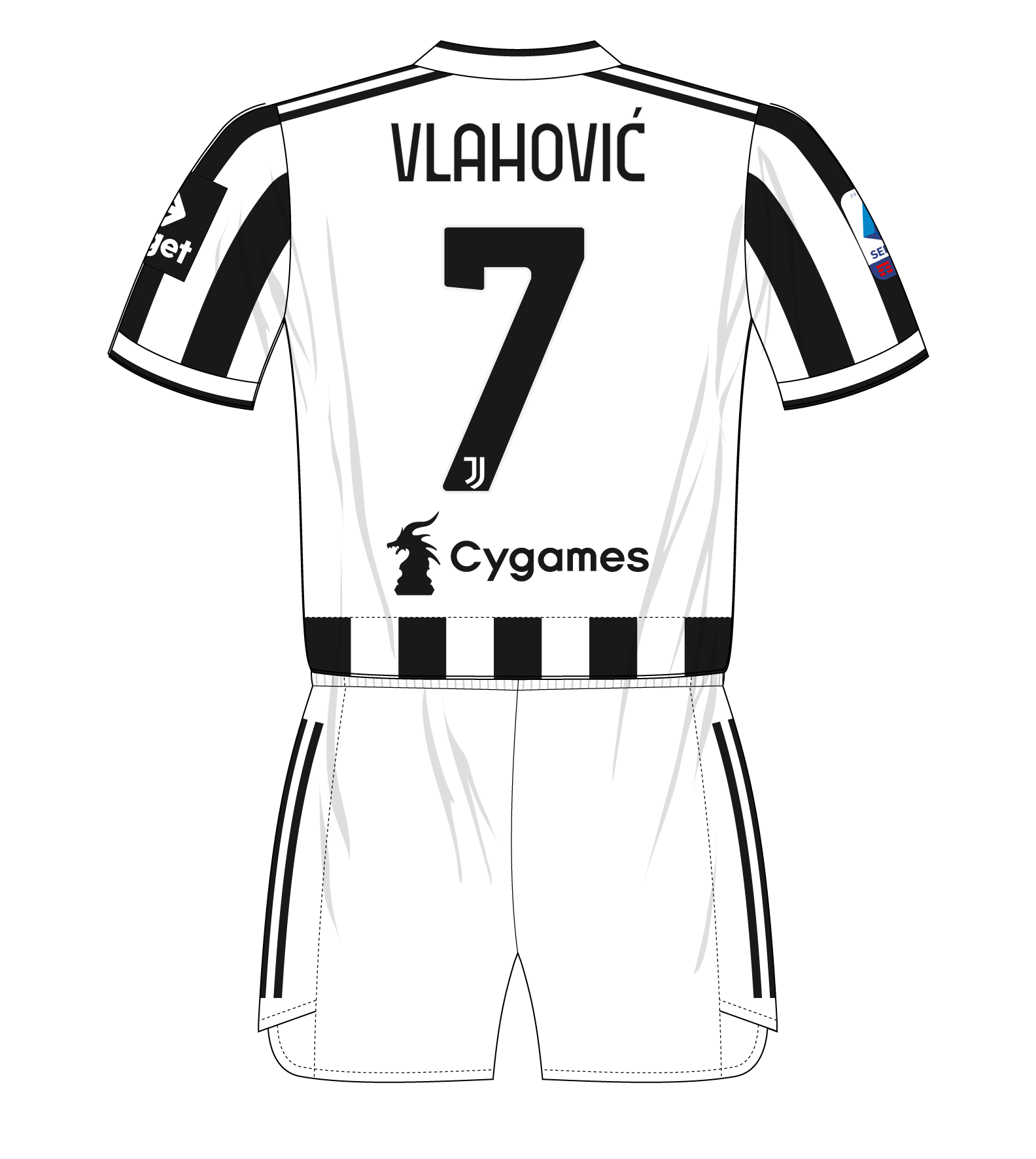 Juventus-2021-2022-adidas-home-number-7-Vlahovic – Museum of Jerseys