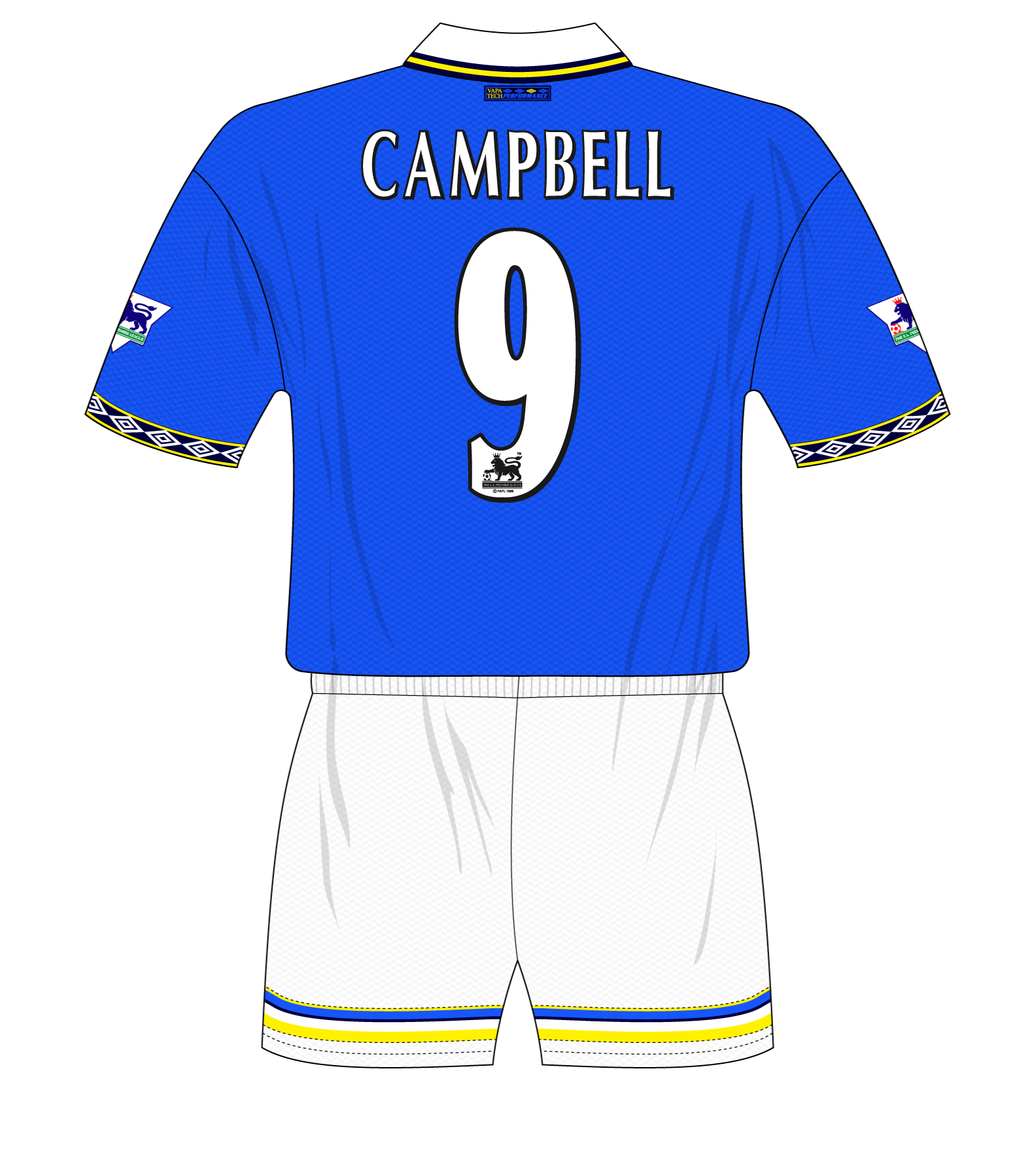 Everton-1998-1999-home-number-9-Campbell – Museum of Jerseys