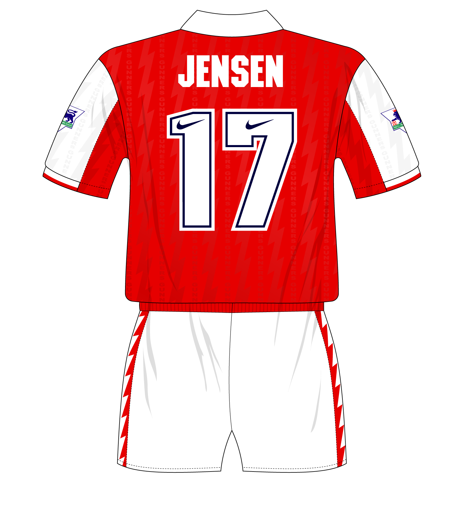 Arsenal-1994-1995-home-number-17-Jensen – Museum of Jerseys