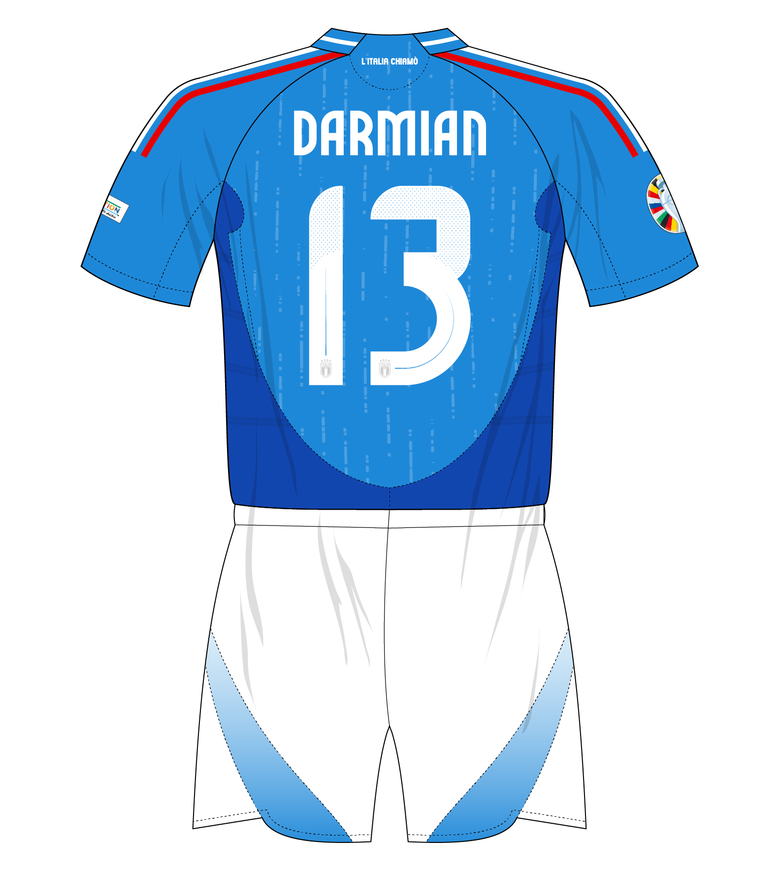 Italy-2024-Euro-home-number-13-Darmian – Museum of Jerseys