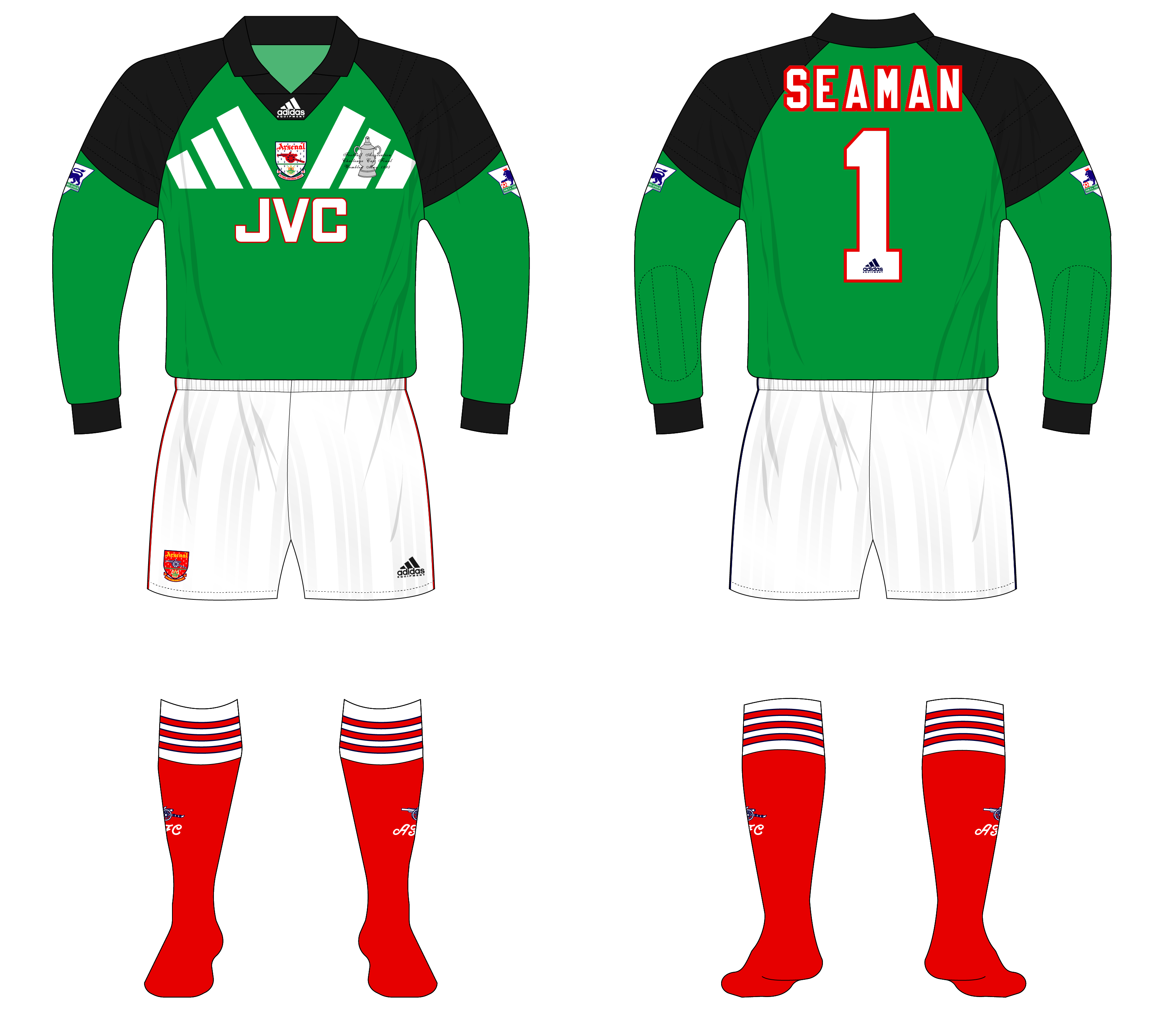 Arsenal-1992-1993-adidas-goalkeeper-green-FA-Cup-final – Museum of Jerseys