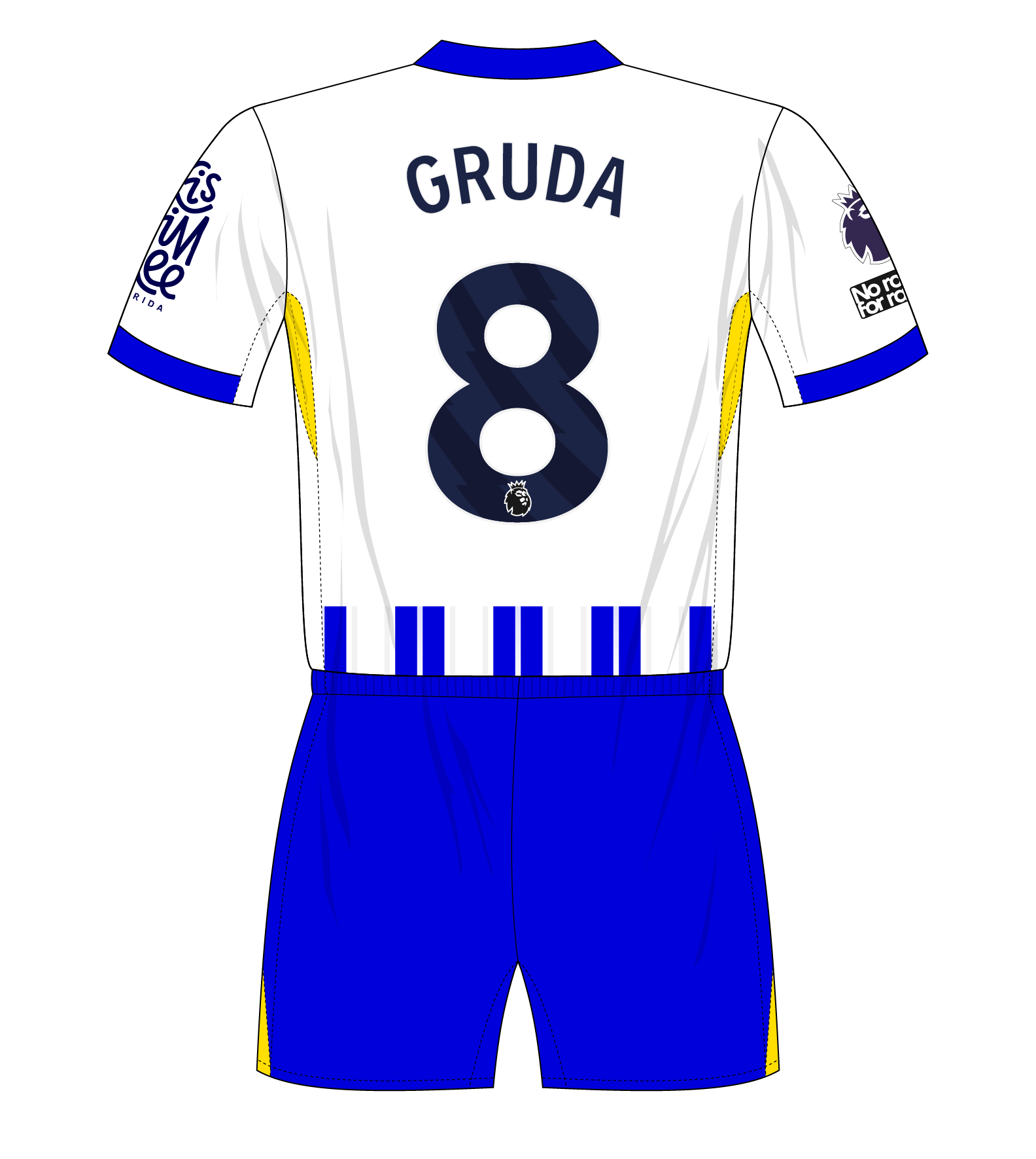 Brighton-Hove-Albion-2024-2025-home-number-8-Gruda – Museum of Jerseys