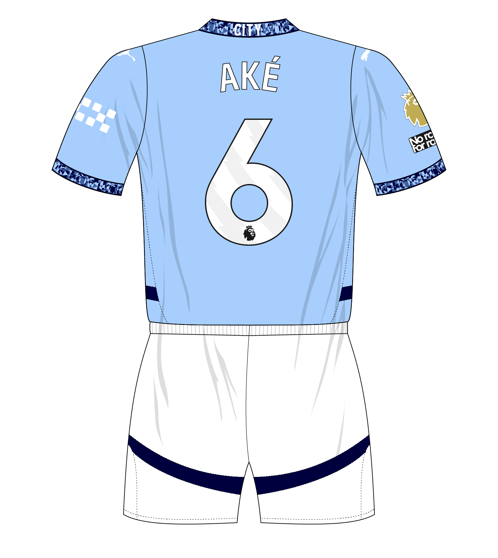 Manchester-City-2024-2025-home-number-6-Aké – Museum of Jerseys