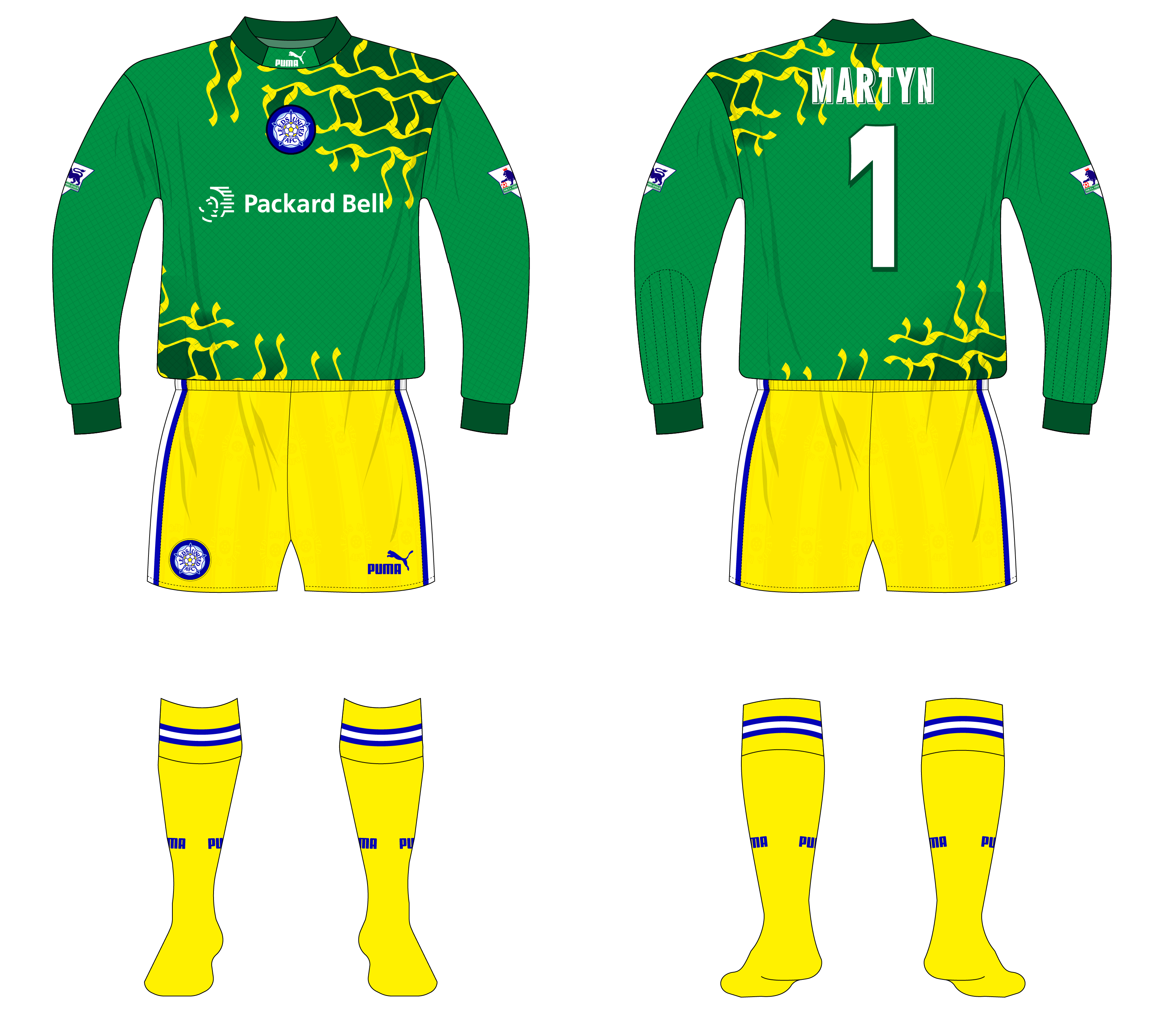 Leeds-United-1996-1997-Puma-goalkeeper-green-yellow-shorts-socks ...