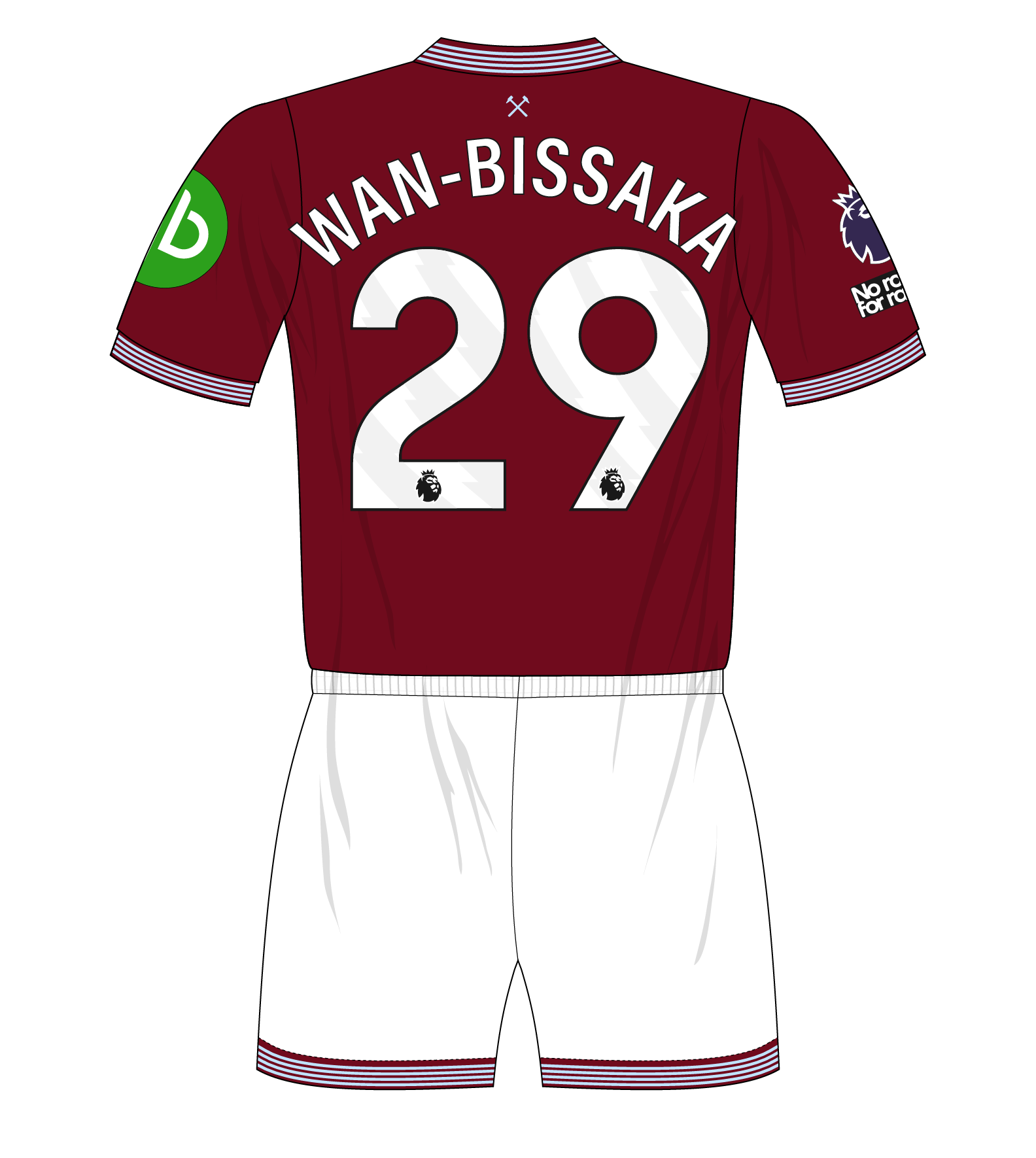West-Ham-United-2025-2026-home-number-29-Wan-Bissaka – Museum of Jerseys